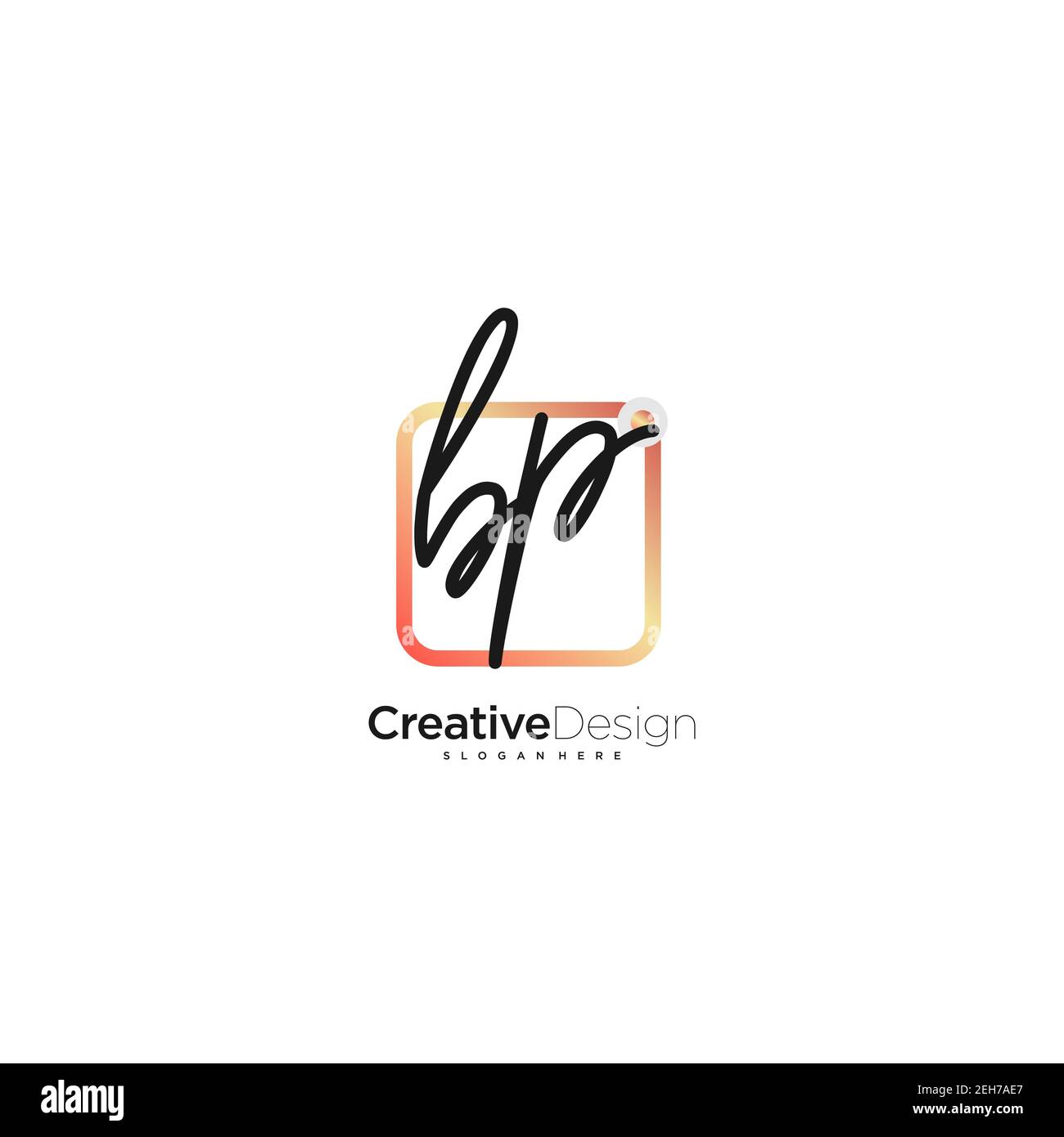 BP Initial Letter handwriting logo hand drawn colorful box vector, logo ...