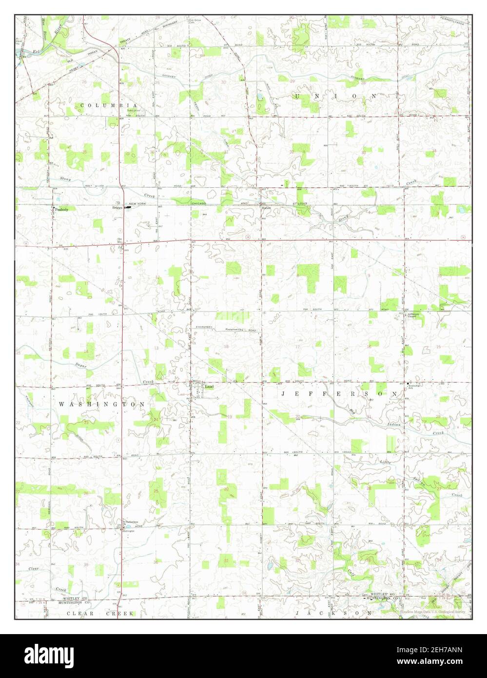 Laud, Indiana, map 1961, 1:24000, United States of America by Timeless ...