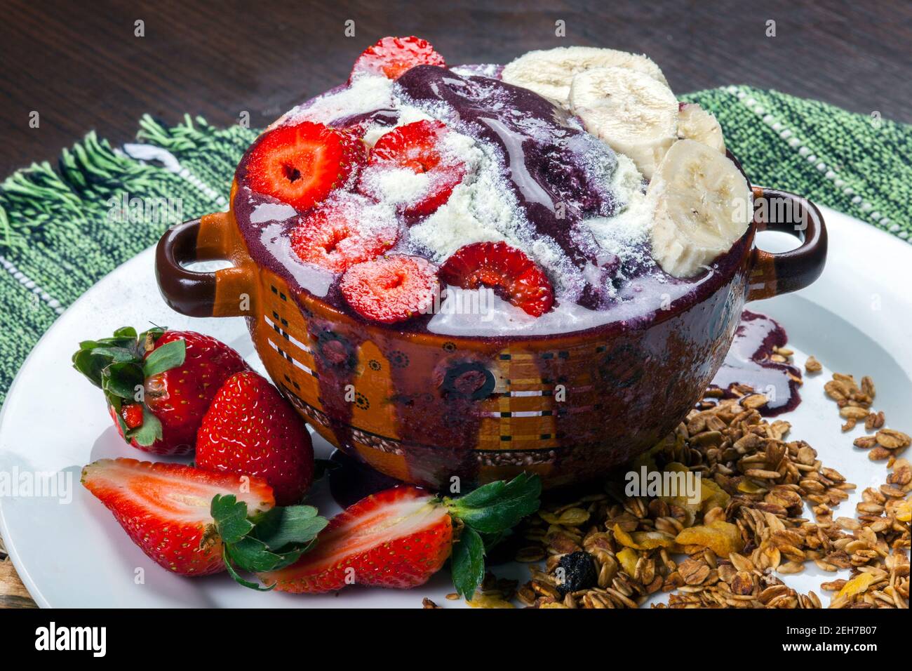 Brazilian Acai with banana, strawberry and milk powder Stock Photo - Alamy