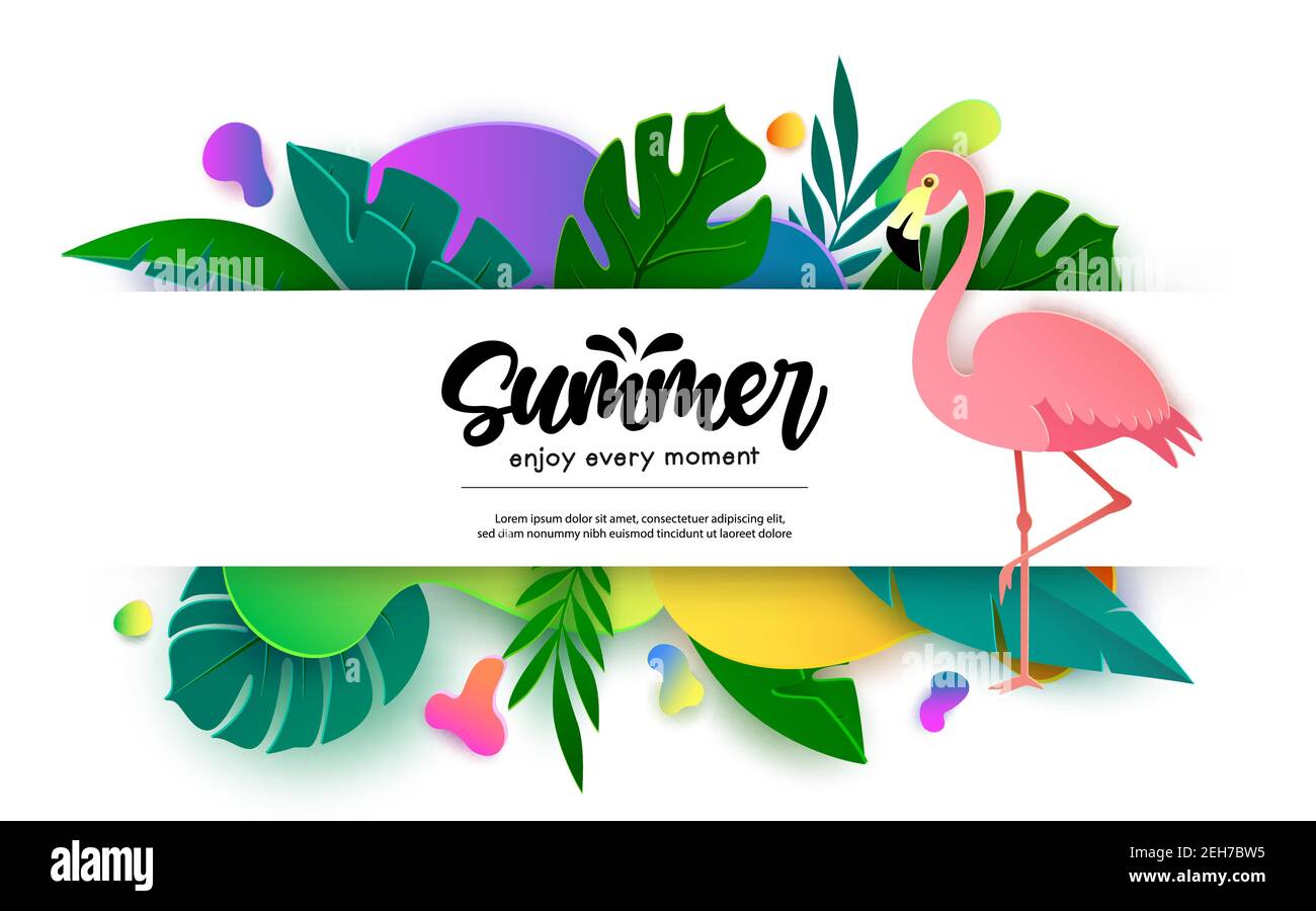 Summer vector banner template design. Summer enjoy every moment text in ...