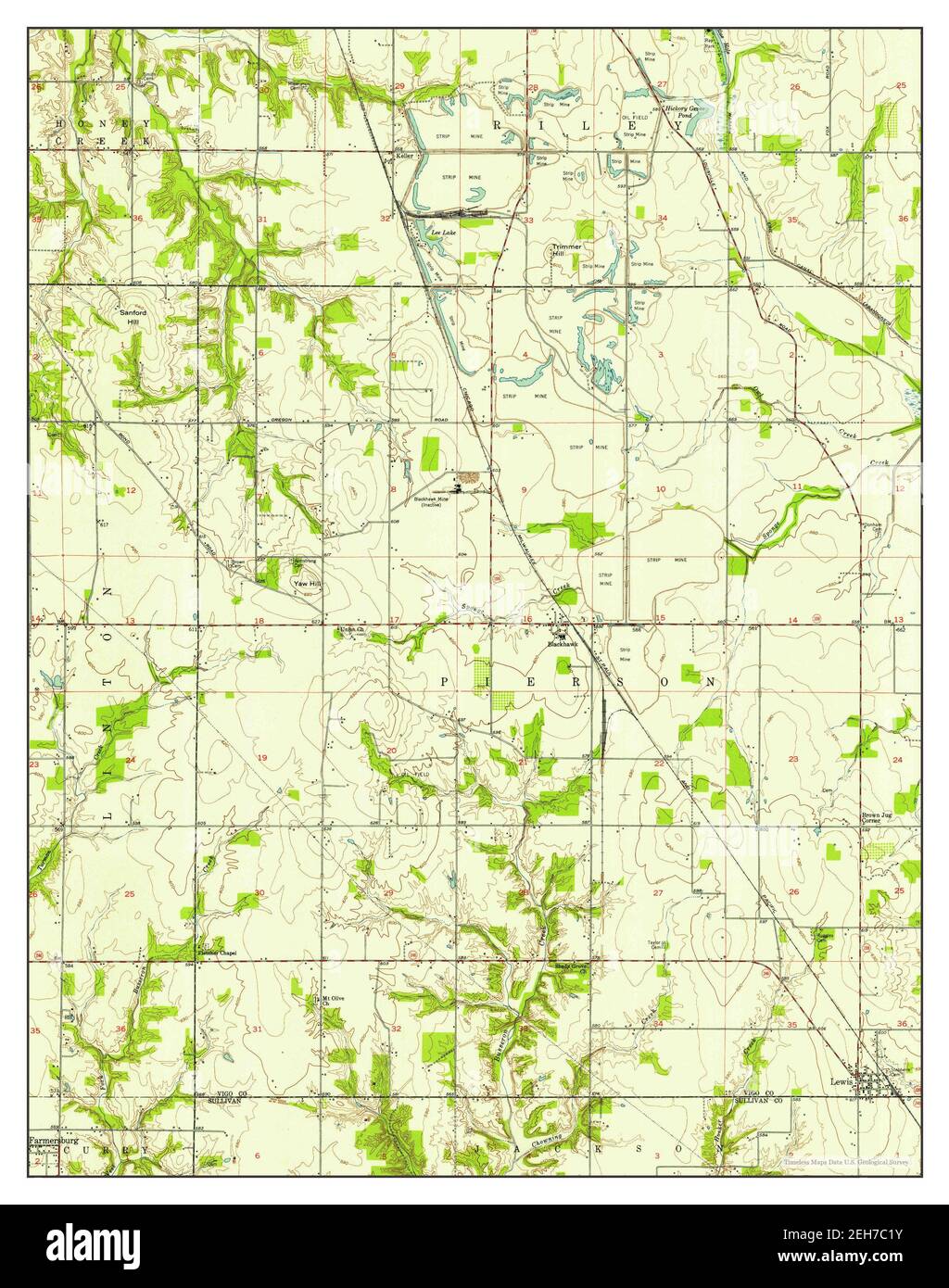 Lewis, Indiana, map 1952, 1:24000, United States of America by Timeless ...