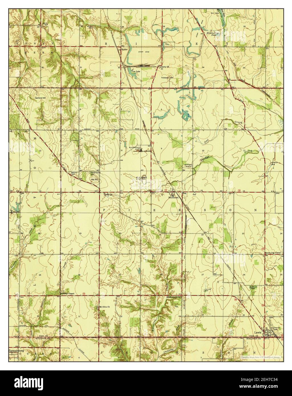 Lewis, Indiana, map 1940, 1:24000, United States of America by Timeless ...