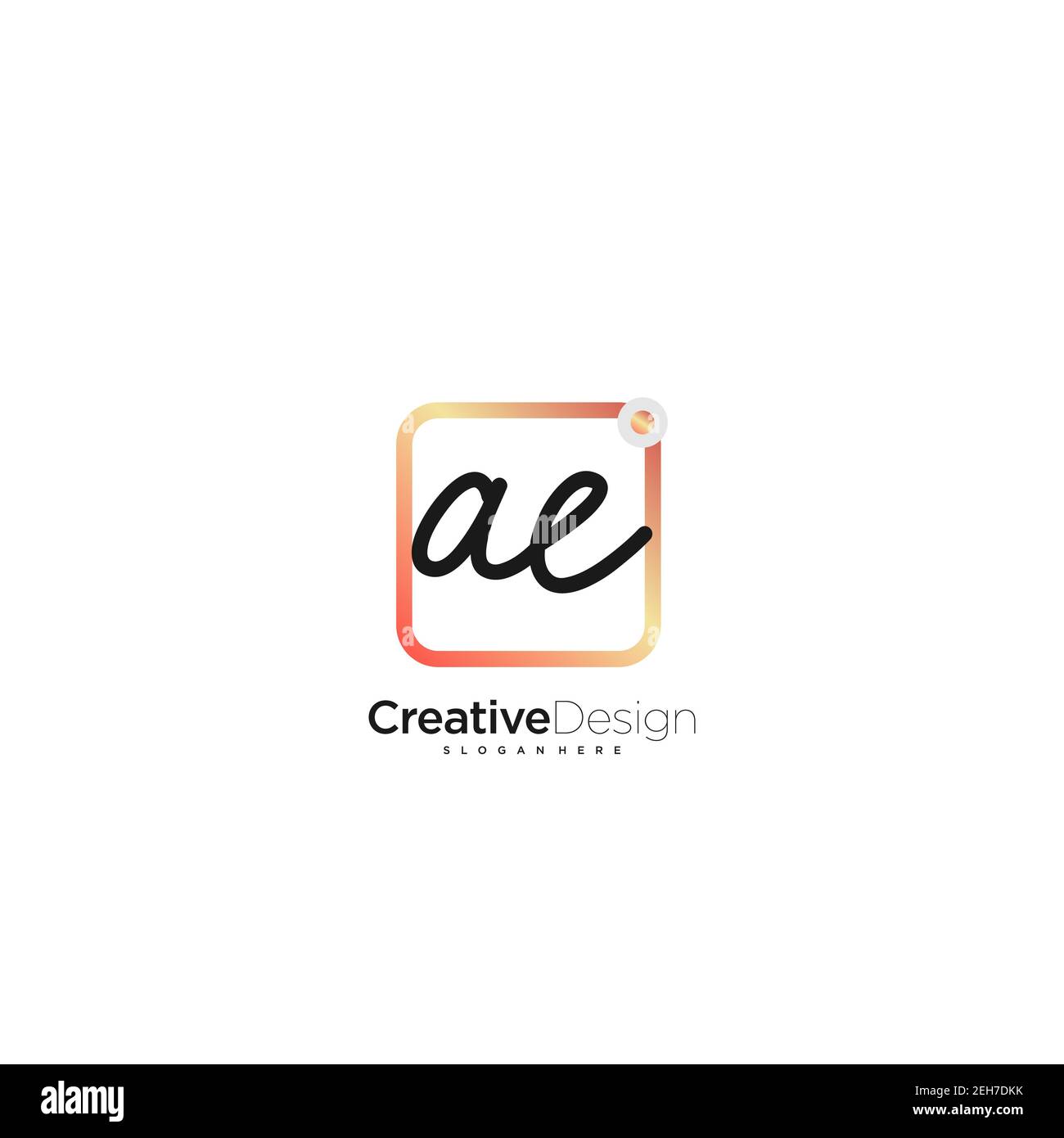 AE Initial Letter handwriting logo hand drawn colorful box vector, logo for beauty, cosmetics ...