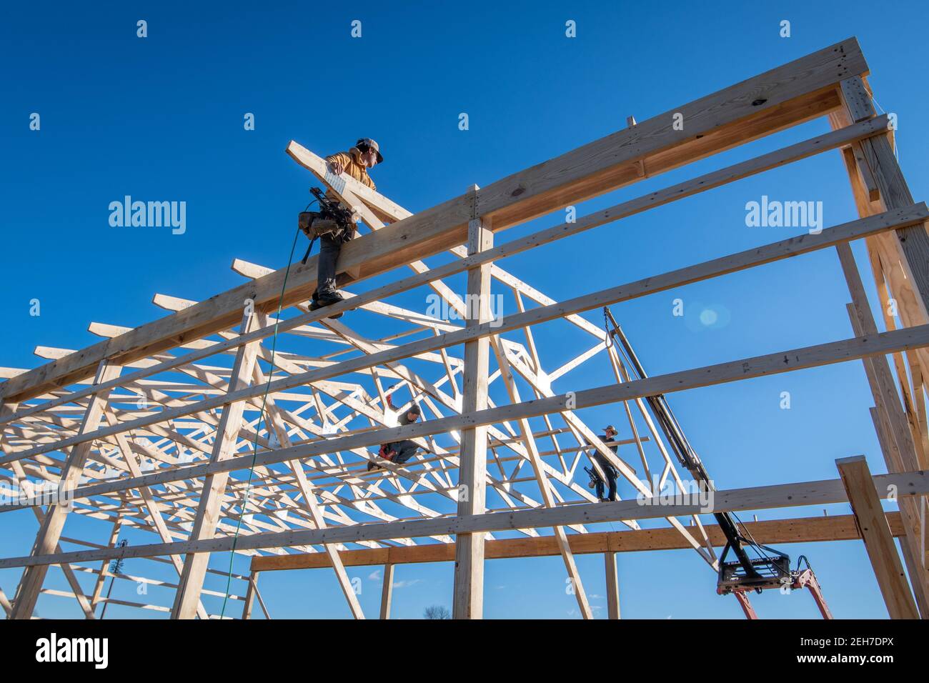 Pole Barn construction on farm in Harford County Maryland Stock Photo ...
