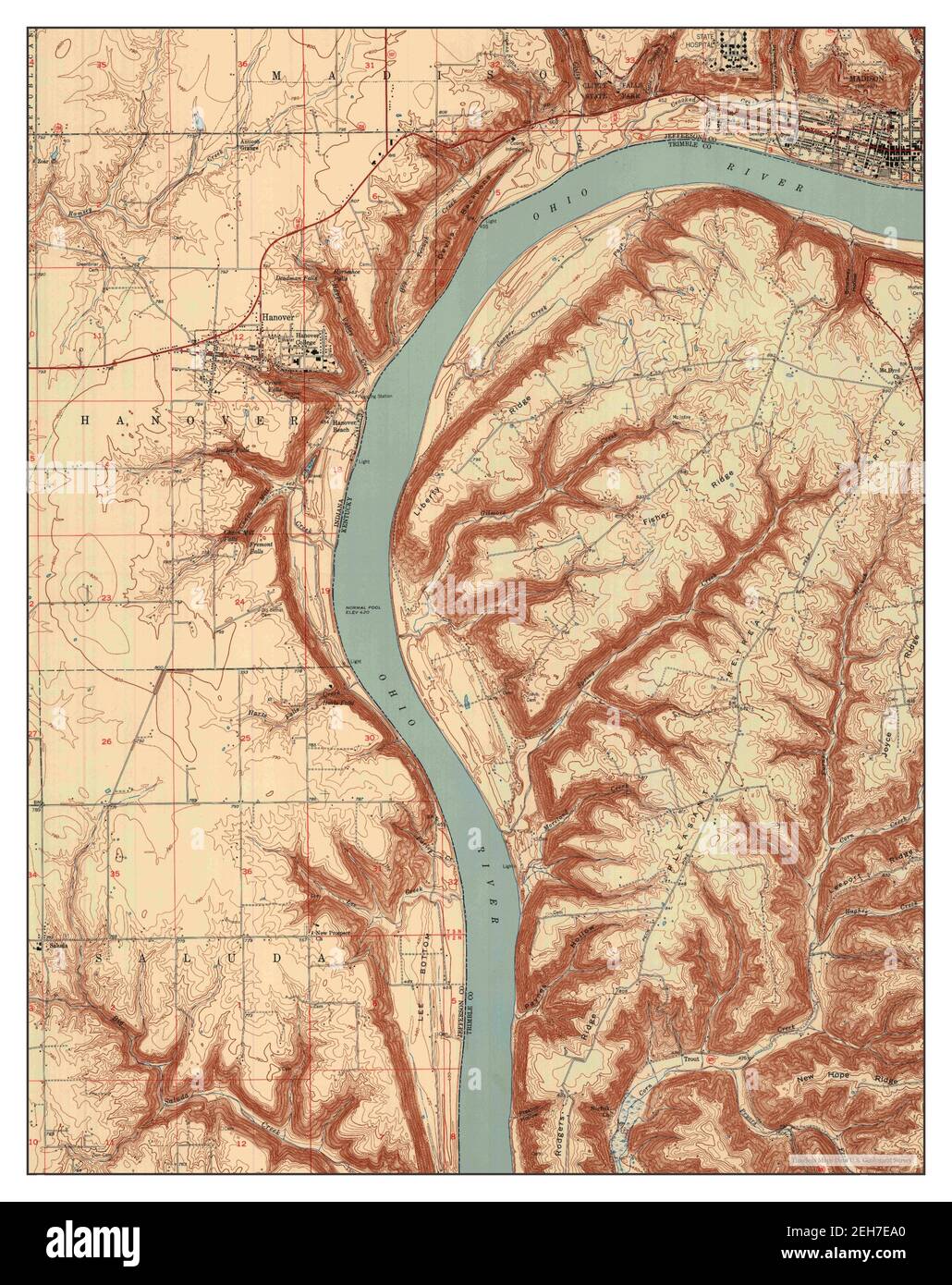 Madison West, Indiana, map 1953, 1:24000, United States of America by ...