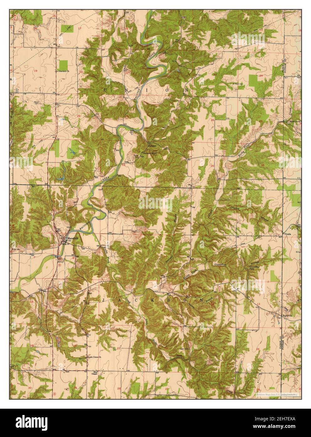 Mansfield, Indiana, map 1951, 1:24000, United States of America by ...