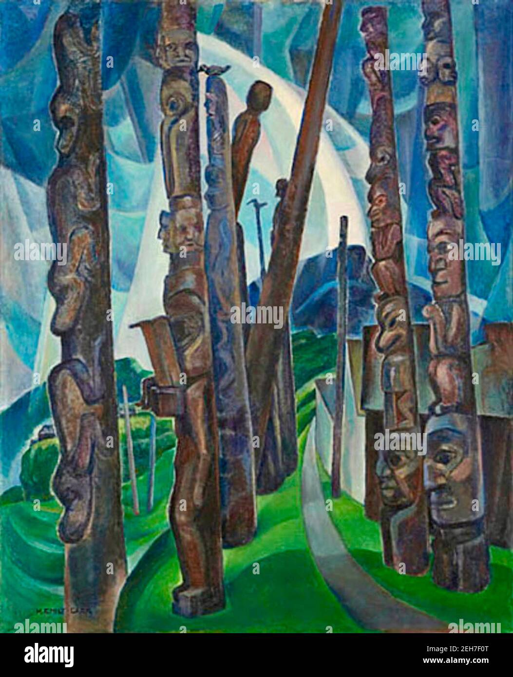 Klee Wyck - Emily Carr artwork entitled Kitwancool from 1928. Totem ...