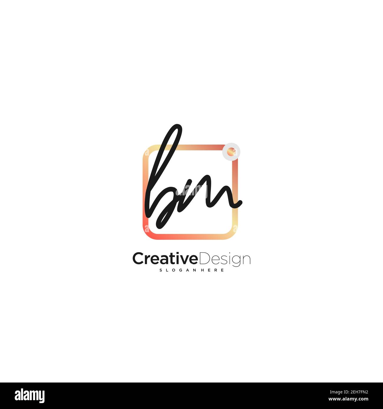 BM Initial Letter handwriting logo hand drawn colorful box vector, logo ...