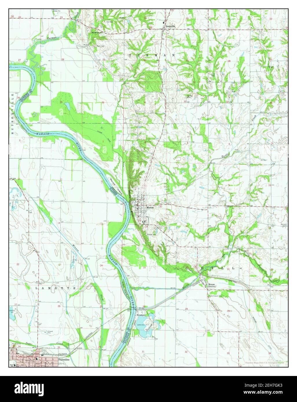 Merom, Indiana, map 1966, 1:24000, United States of America by Timeless ...