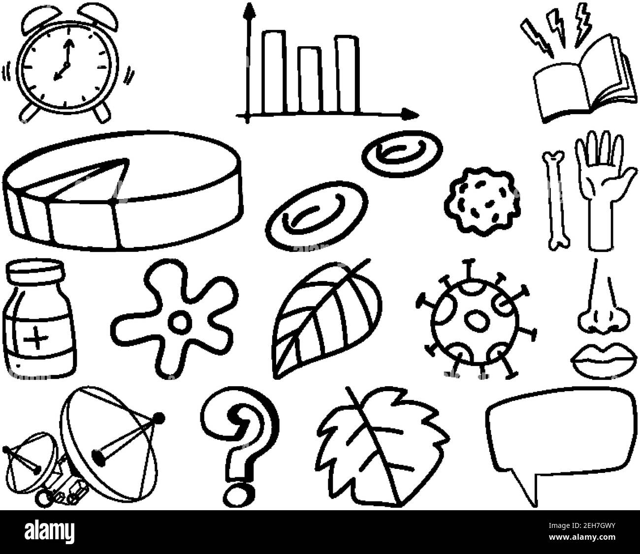 Set of item and symbol hand drawn doodle illustration Stock Vector ...