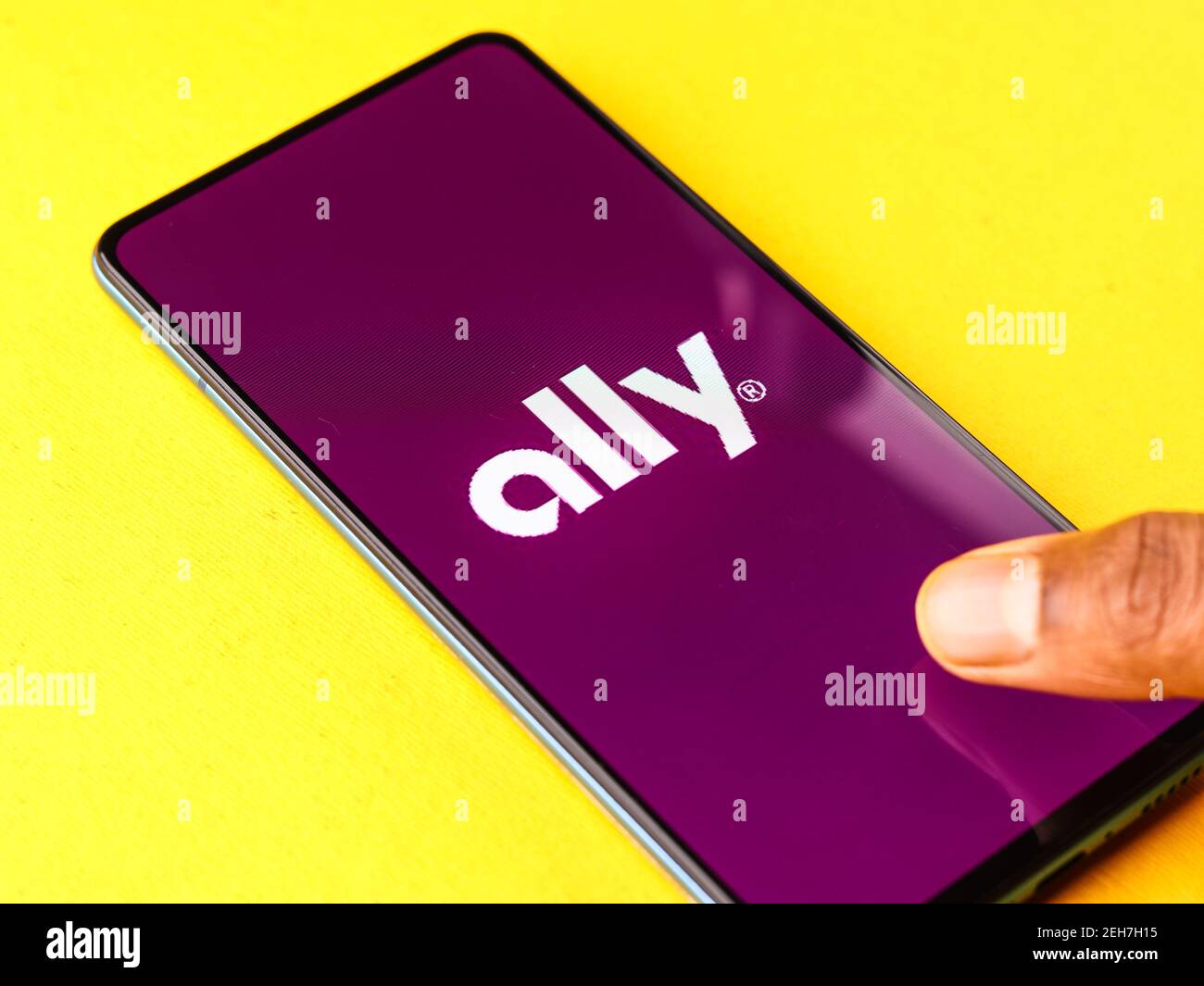 Assam, india - February 19, 2021 : Ally logo on phone screen stock ...