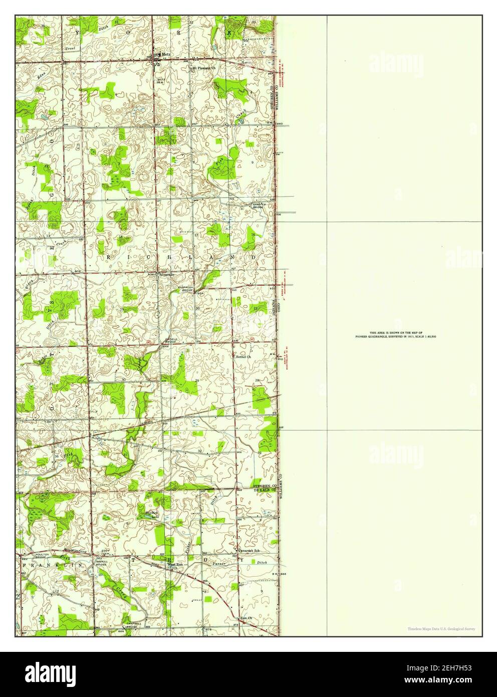 Metz, Indiana, map 1940, 1:24000, United States of America by Timeless ...