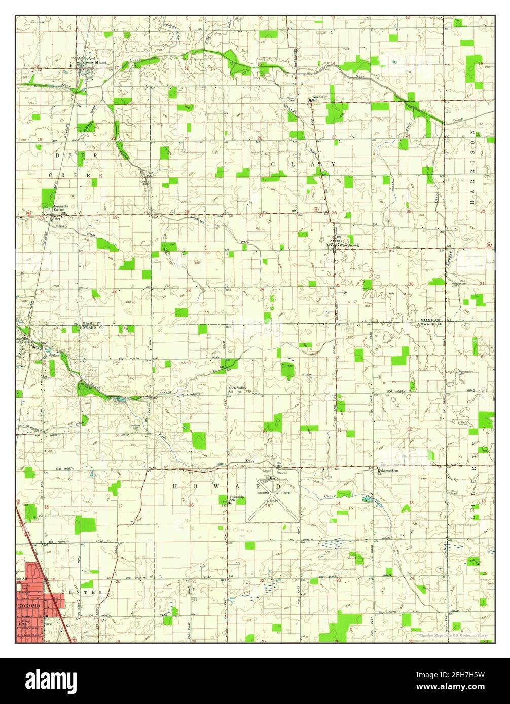 Miami, Indiana, map 1959, 1:24000, United States of America by Timeless ...