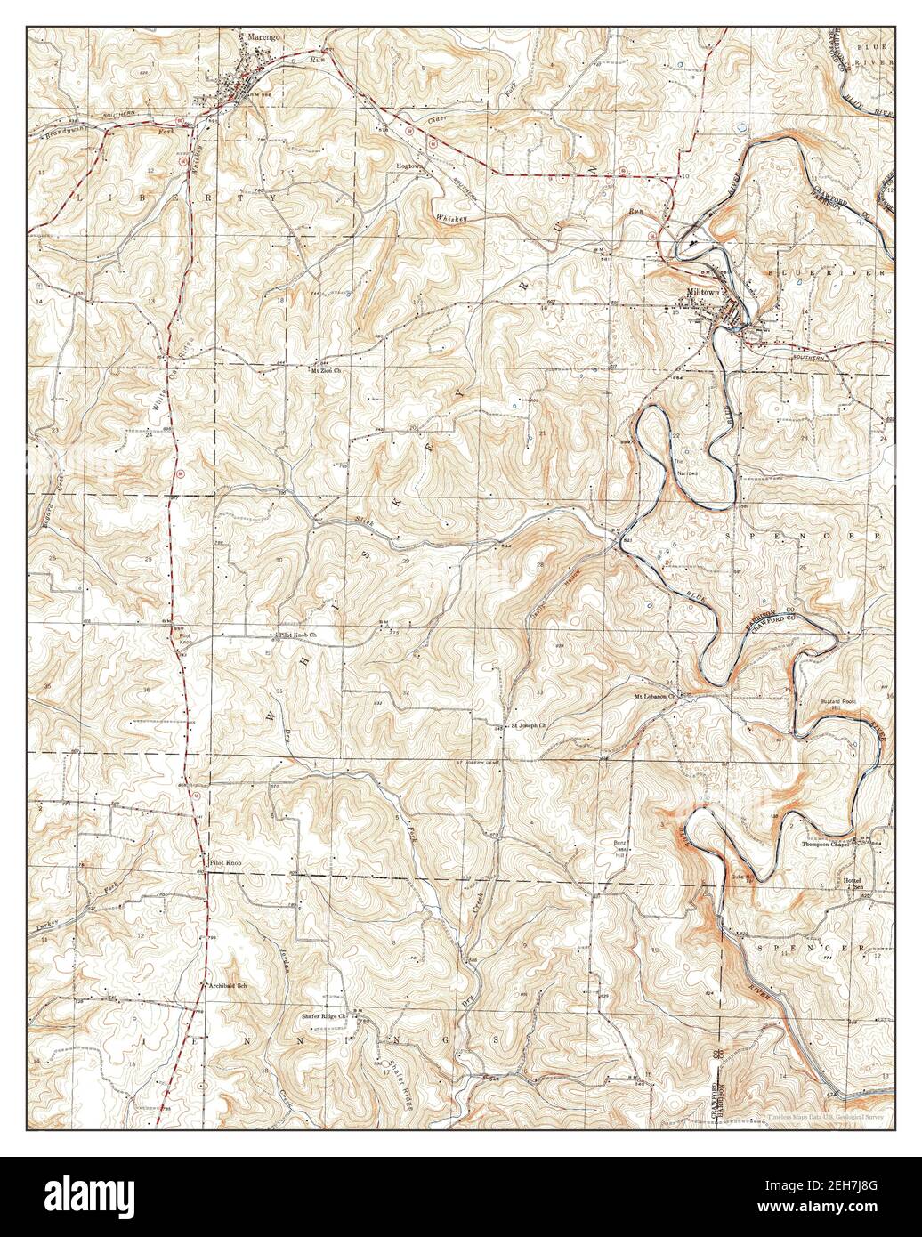 Milltown, Indiana, map 1948, 1:24000, United States of America by ...