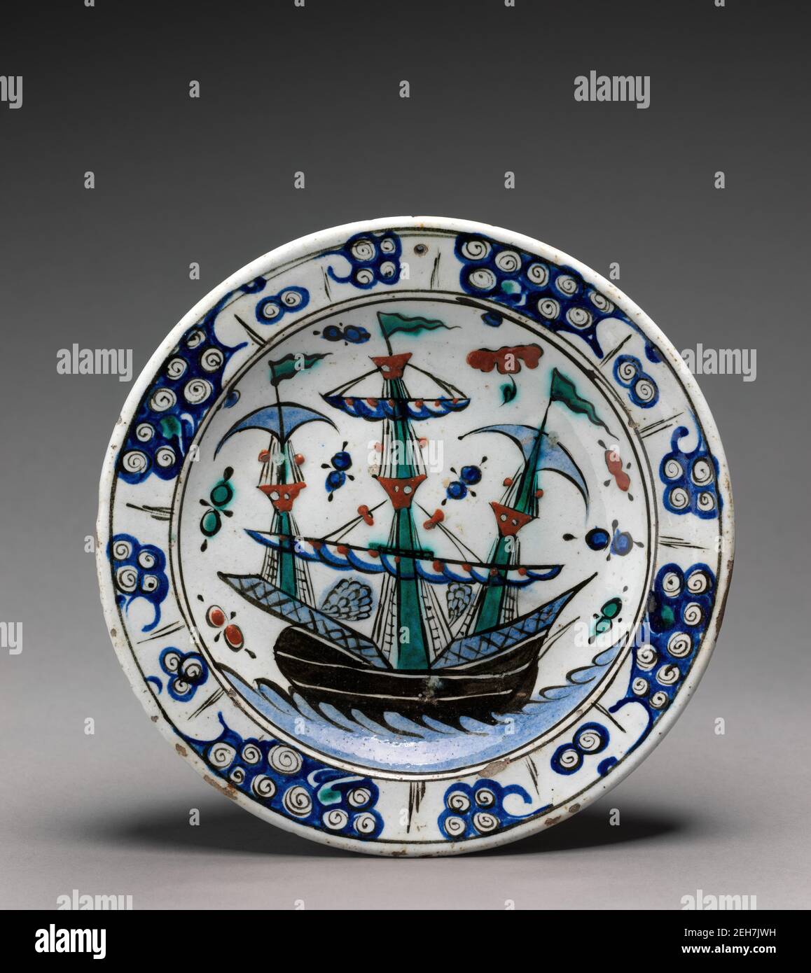 Dish with Sailing-Ship Design, Turkey, 17th century Stock Photo - Alamy