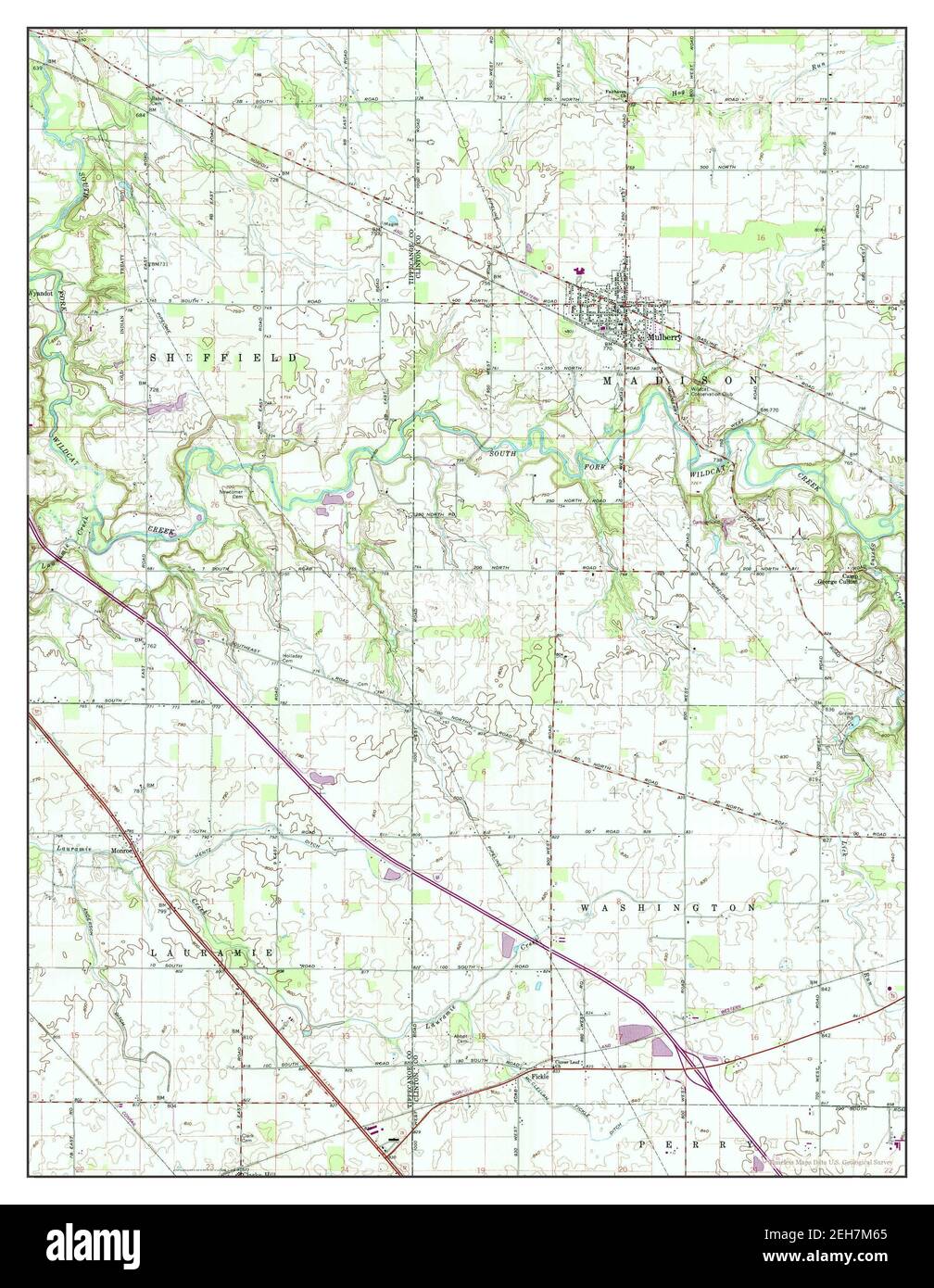Mulberry, Indiana, map 1961, 1:24000, United States of America by ...
