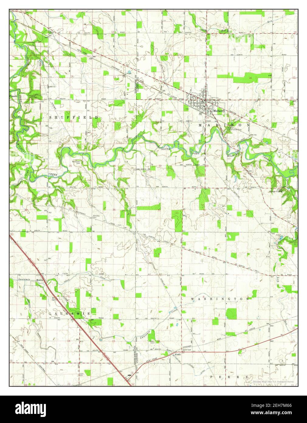 Mulberry, Indiana, map 1961, 1:24000, United States of America by ...