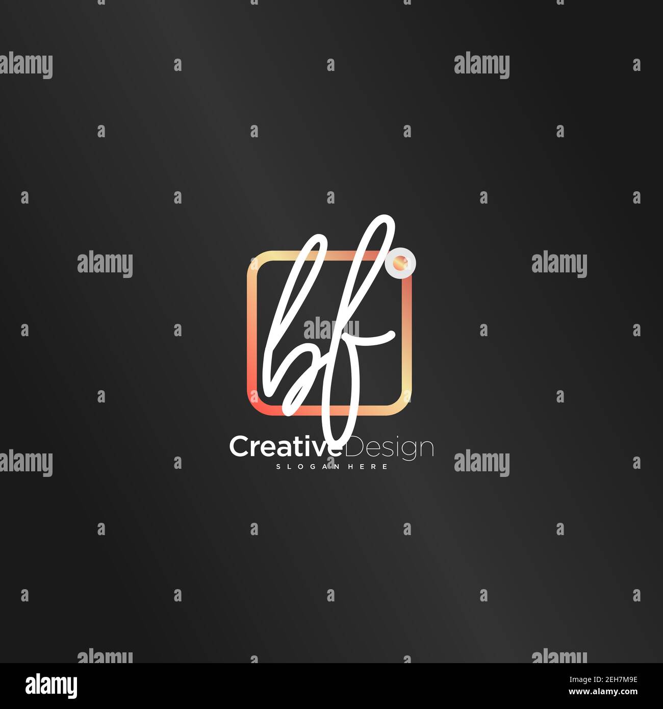 BF Initial Letter handwriting logo hand drawn colorful box vector, logo ...