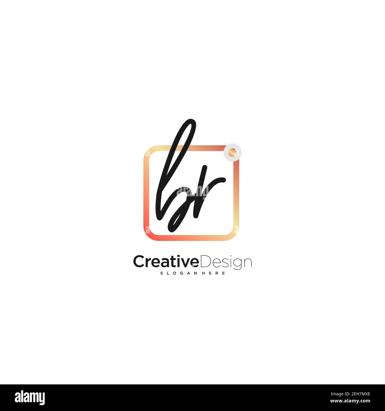BR Initial Letter handwriting logo hand drawn colorful box vector, logo for beauty, cosmetics ...