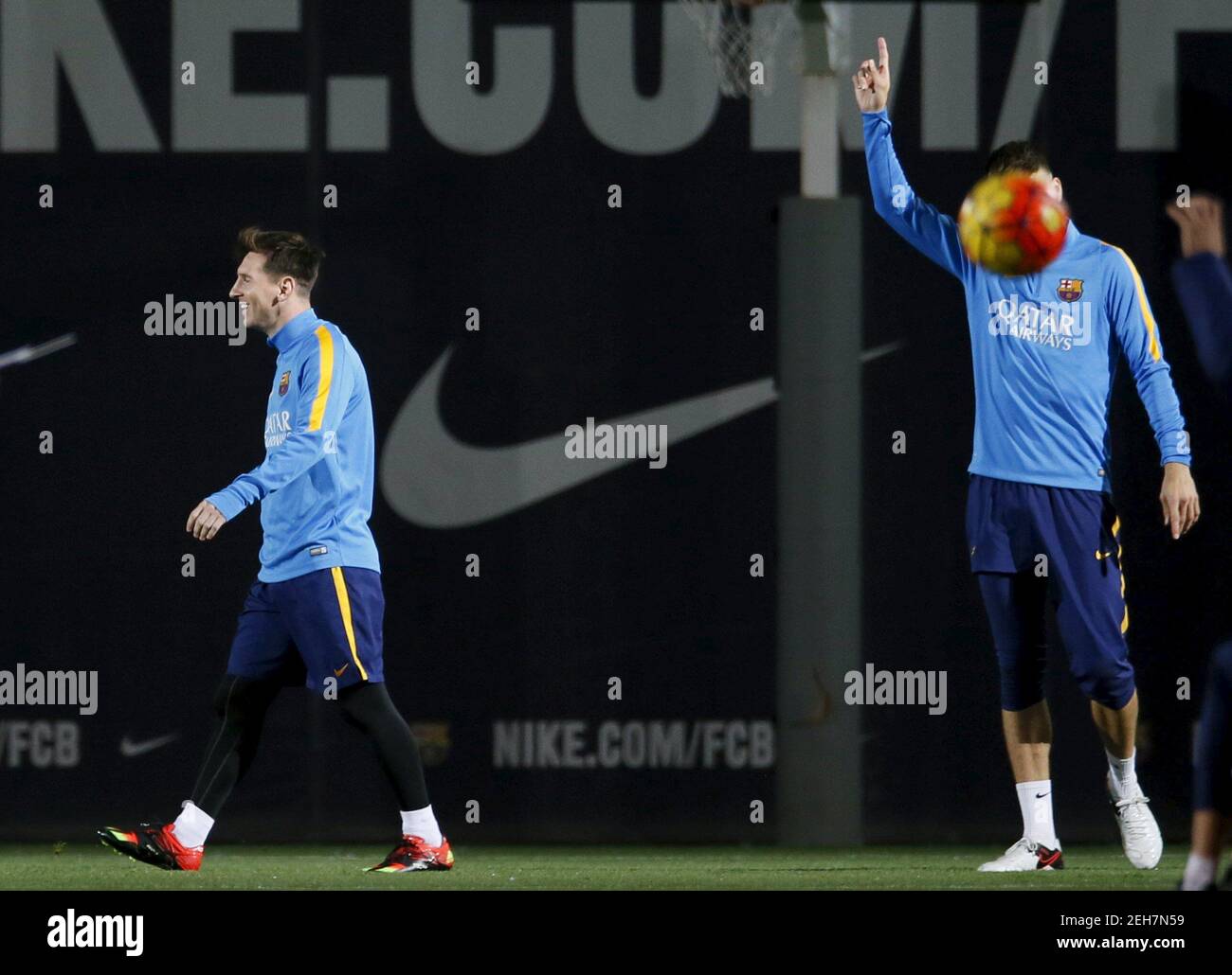 Barcelonas lionel messi attends training hi-res stock photography and ...