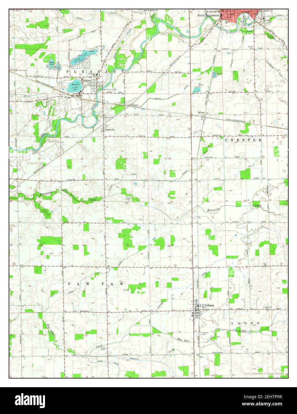 North Manchester South, Indiana, map 1961, 1:24000, United States of ...