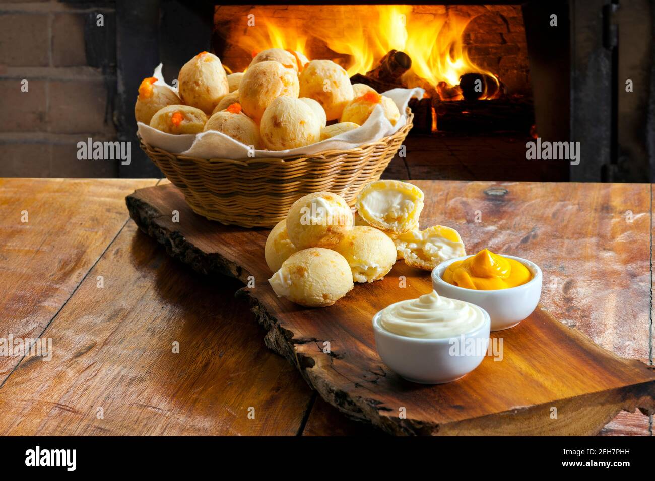 Breakfast with stuffed cheese bread, pao de queijo Stock Photo - Alamy