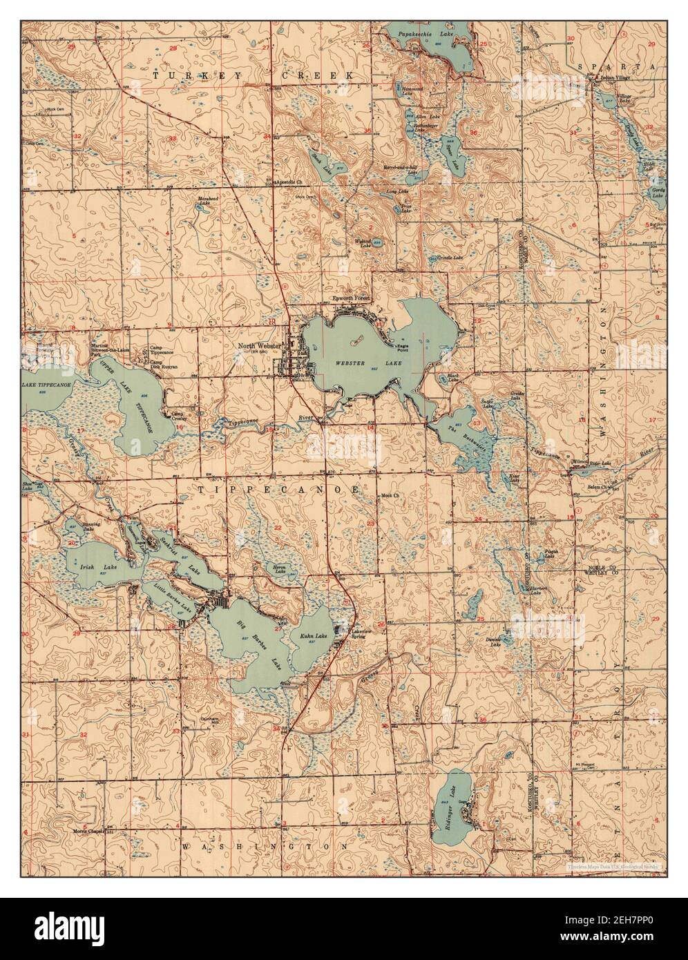 North Webster, Indiana, map 1950, 1:24000, United States of America by ...