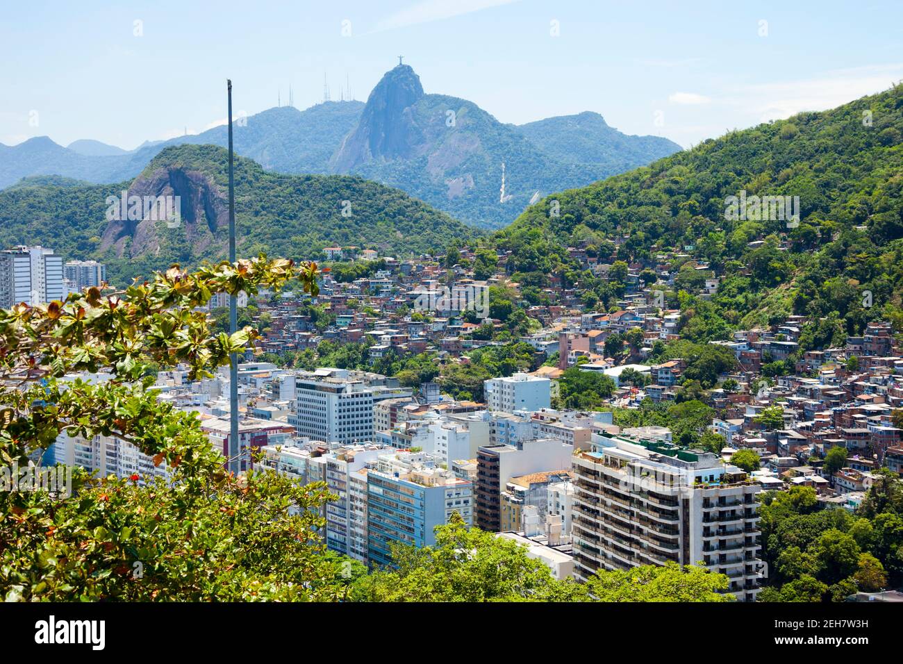 Social contrast in Rio de Janeiro, luxury buildings and favela with ...