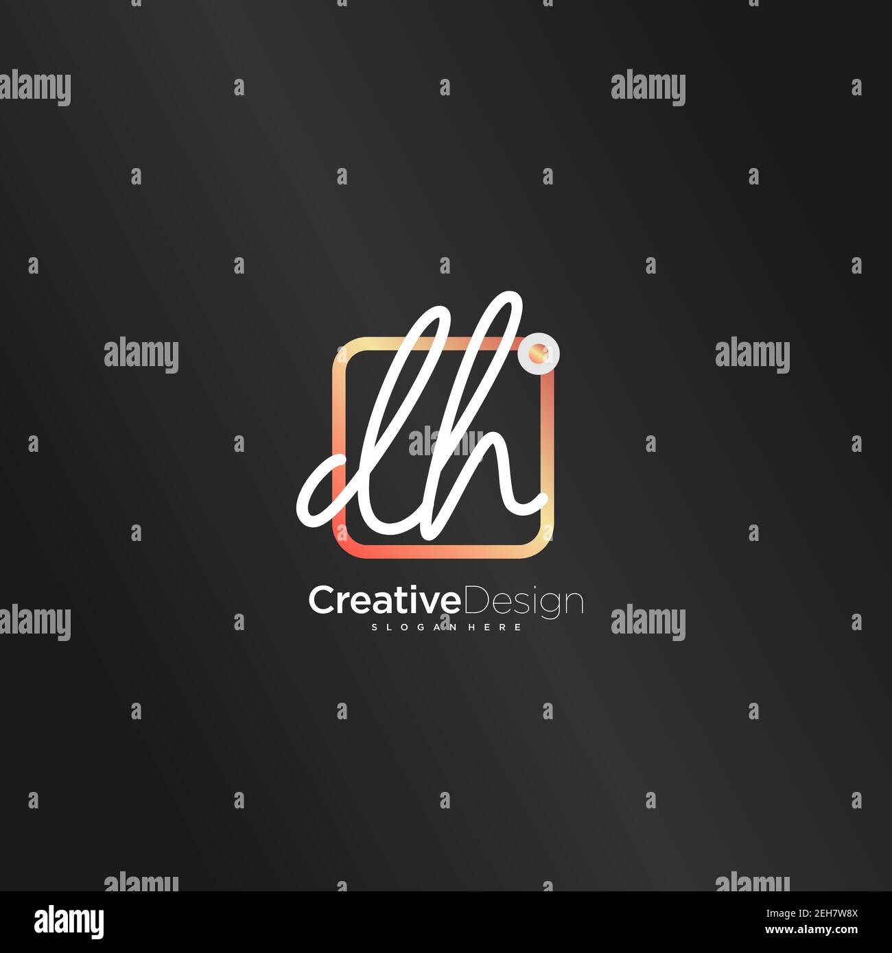 DH Initial Letter handwriting logo hand drawn colorful box vector, logo ...
