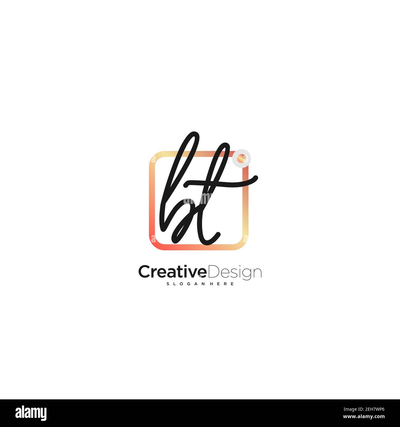 BT Initial Letter handwriting logo hand drawn colorful box vector, logo ...