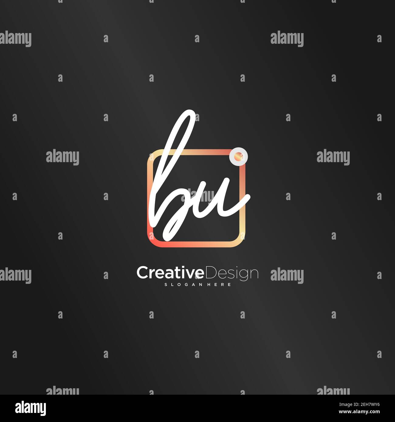 BU Initial Letter handwriting logo hand drawn colorful box vector, logo ...