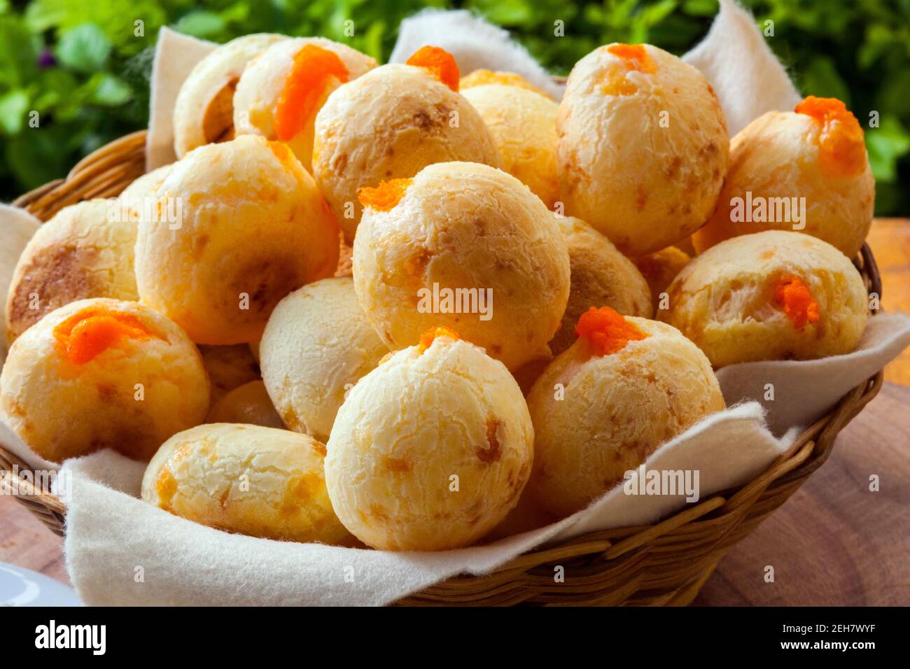 Breakfast with stuffed cheese bread, pao de queijo Stock Photo - Alamy