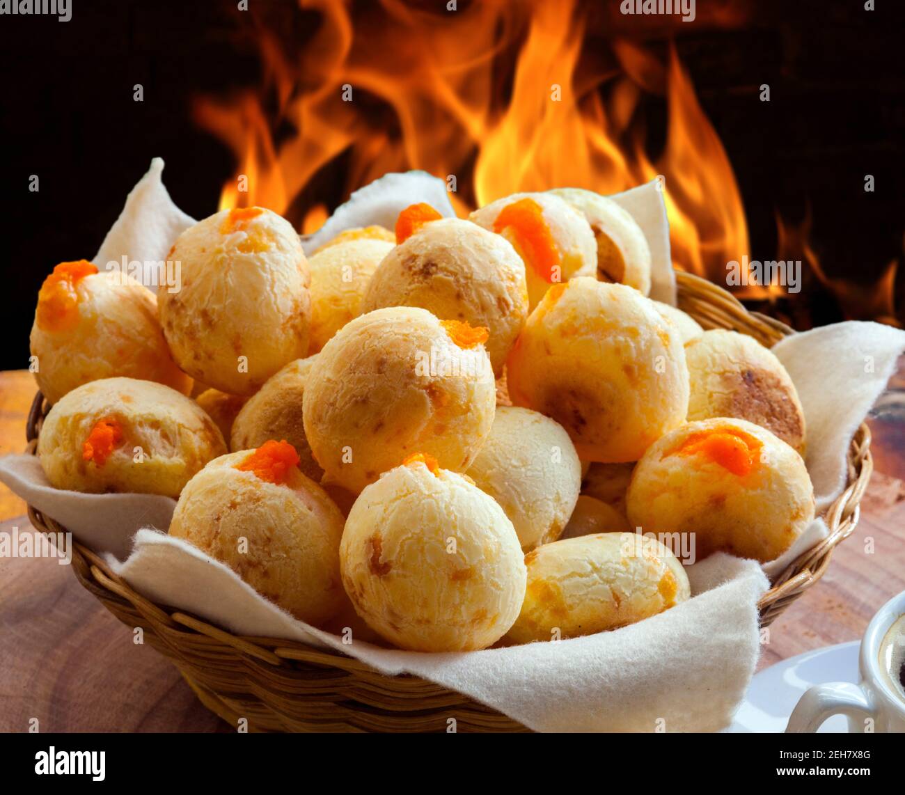 Breakfast with stuffed cheese bread, pao de queijo Stock Photo - Alamy