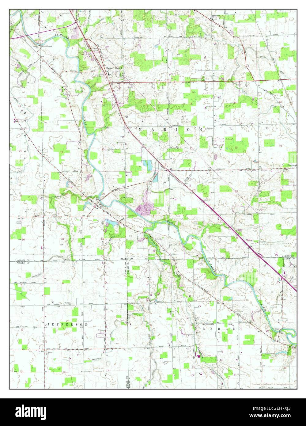 Poe, Indiana, map 1962, 1:24000, United States of America by Timeless ...