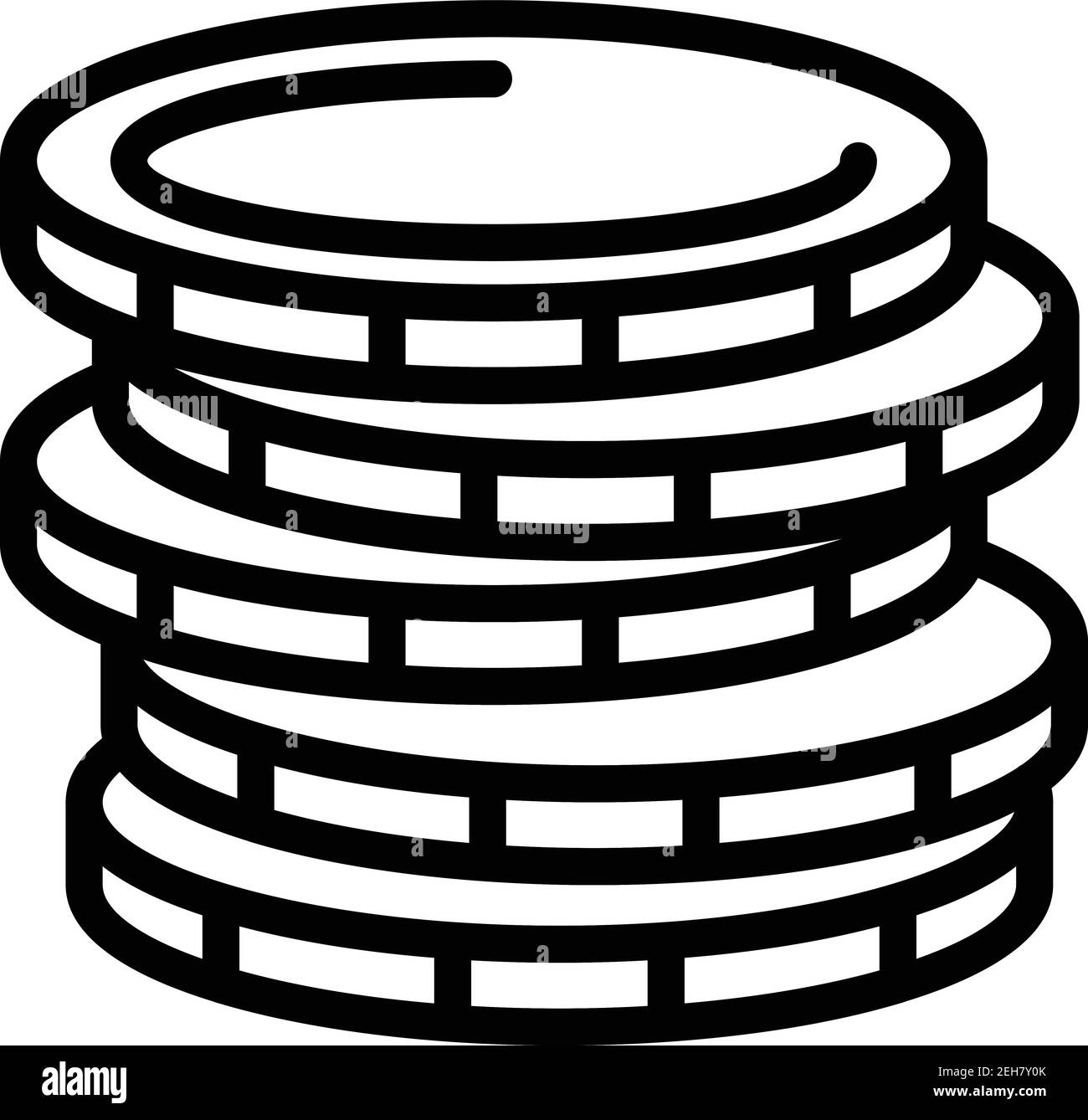 Coins icon. Outline coins vector icon for web design isolated on white ...