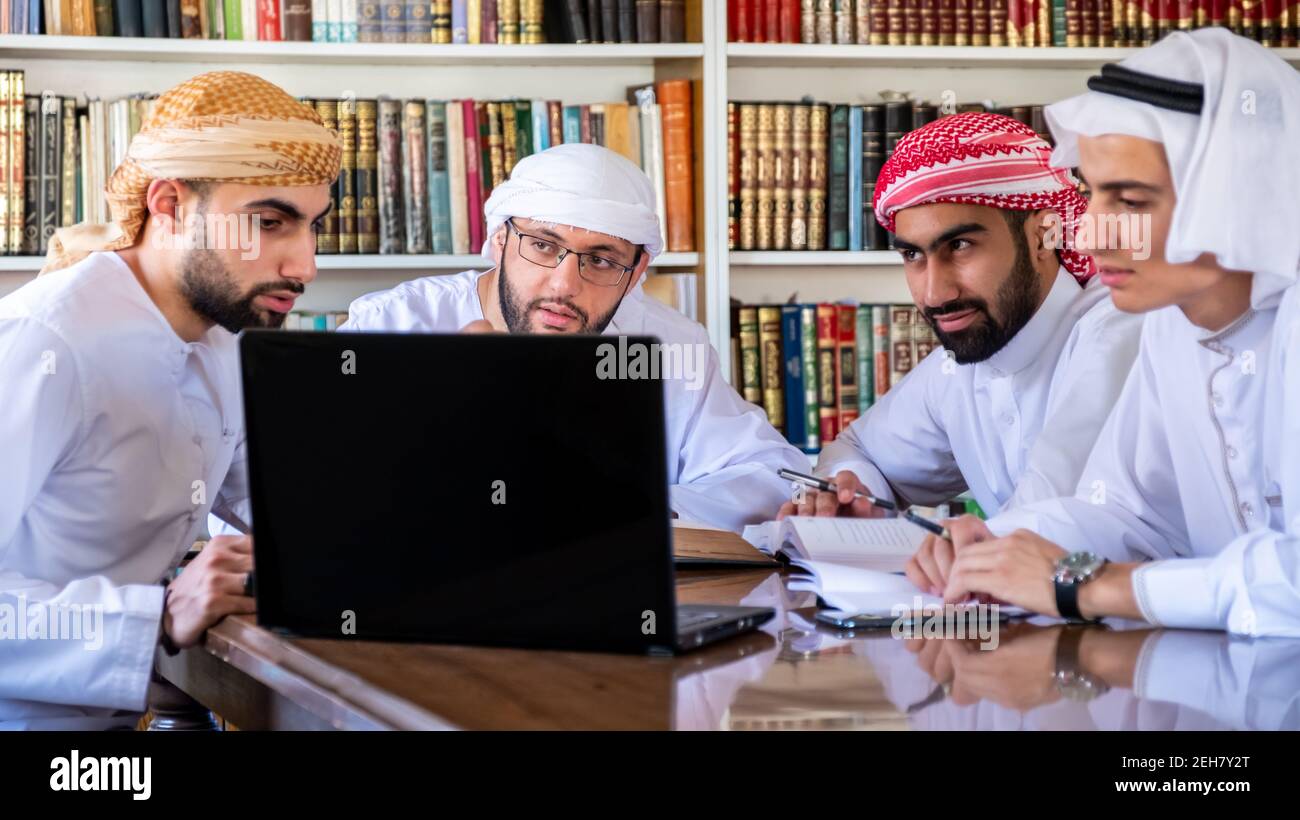 Arab students in school library hi-res stock photography and images - Alamy