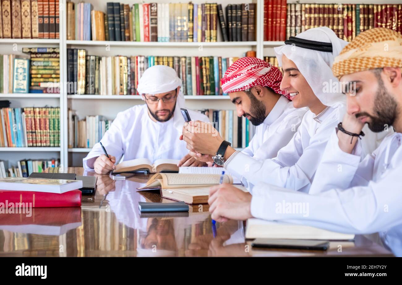 Arab students in school library hi-res stock photography and images - Alamy