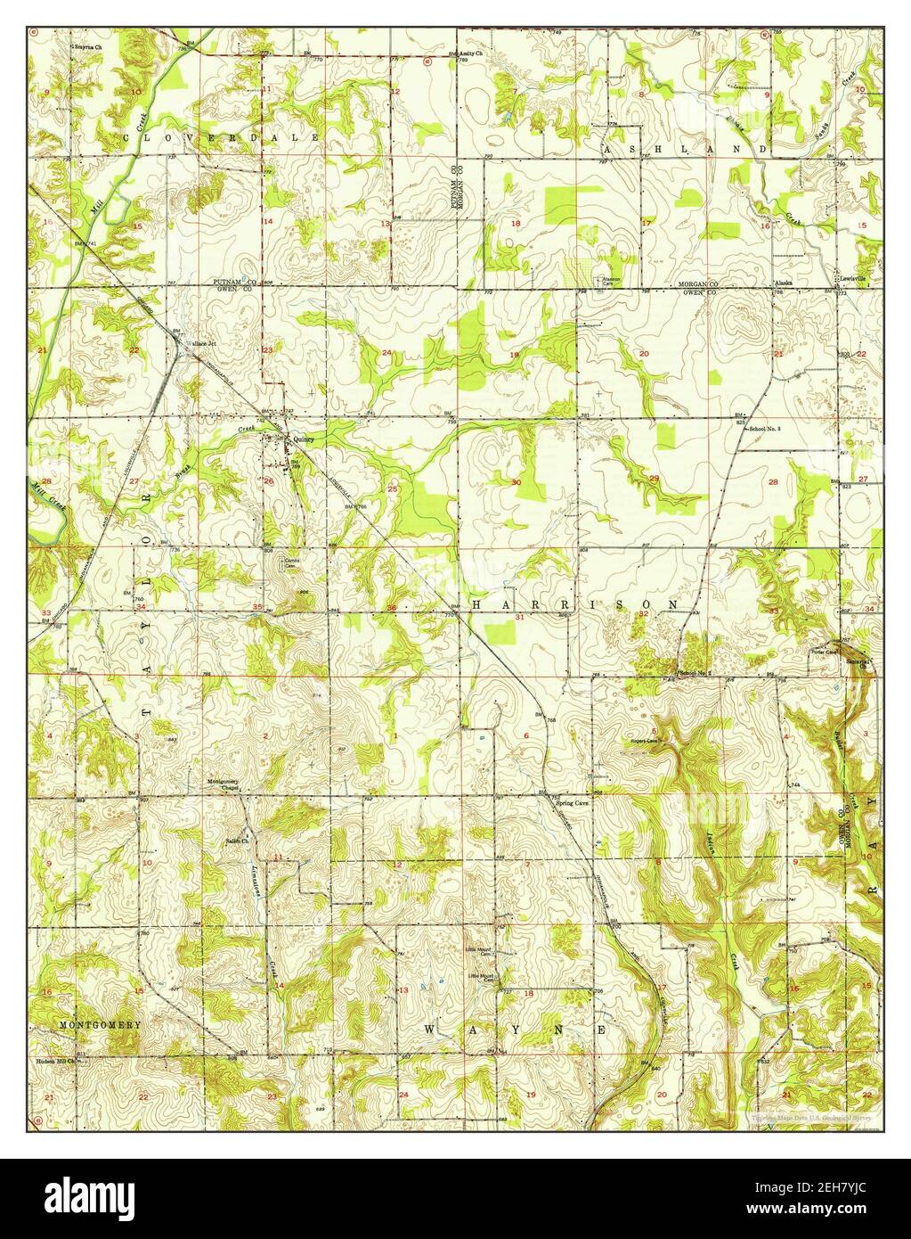 Quincy, Indiana, map 1949, 1:24000, United States of America by ...