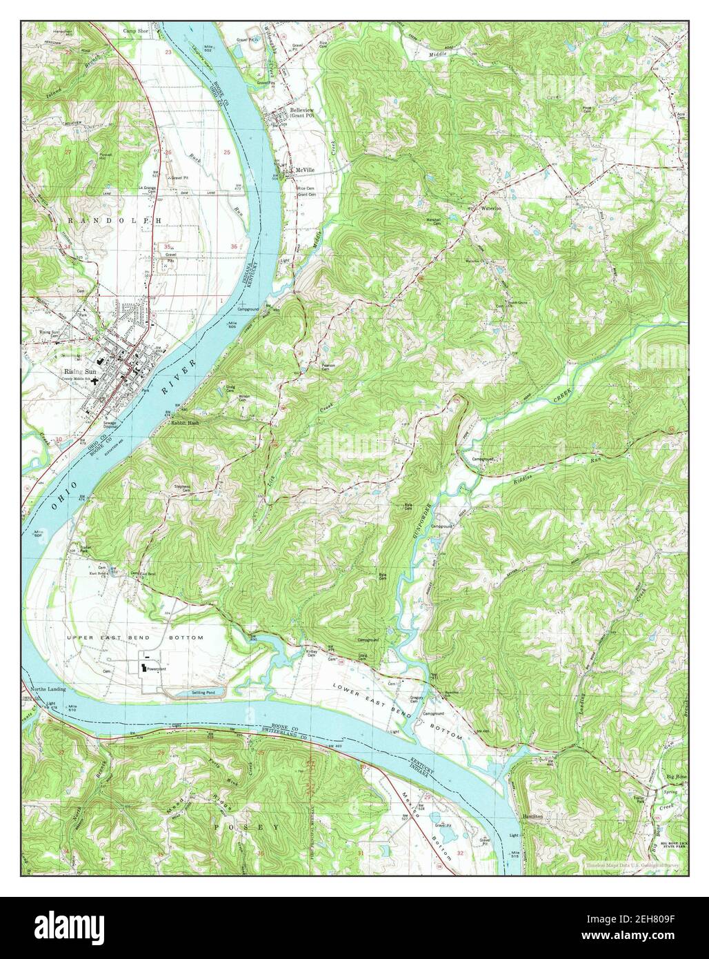 Rising Sun, Indiana, map 1981, 1:24000, United States of America by ...