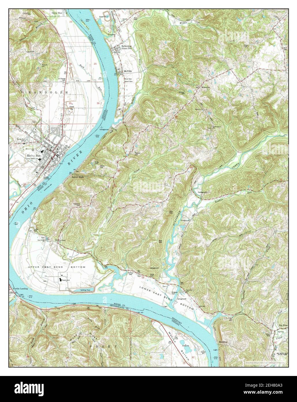Rising Sun, Indiana, map 1981, 1:24000, United States of America by ...