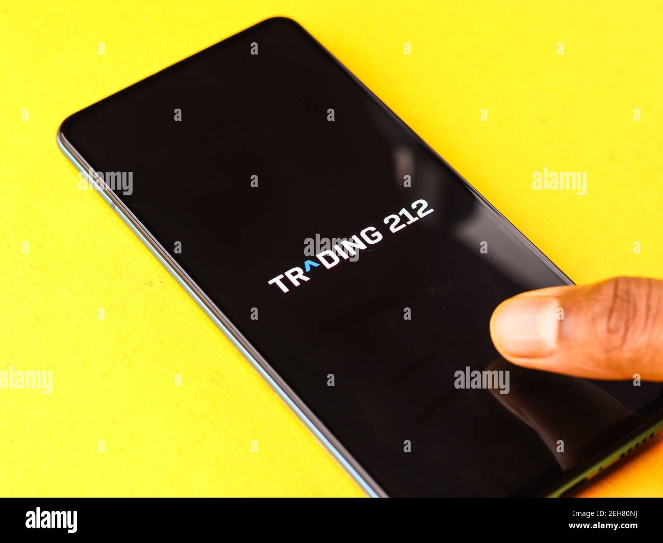 Assam, india - February 19, 2021 : Trading 212 logo on phone screen ...