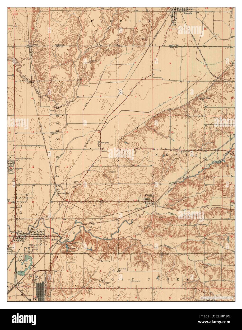Rosedale, Indiana, map 1950, 1:24000, United States of America by ...