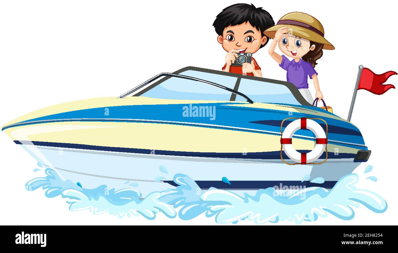 Kid driving boat Stock Vector Images - Alamy