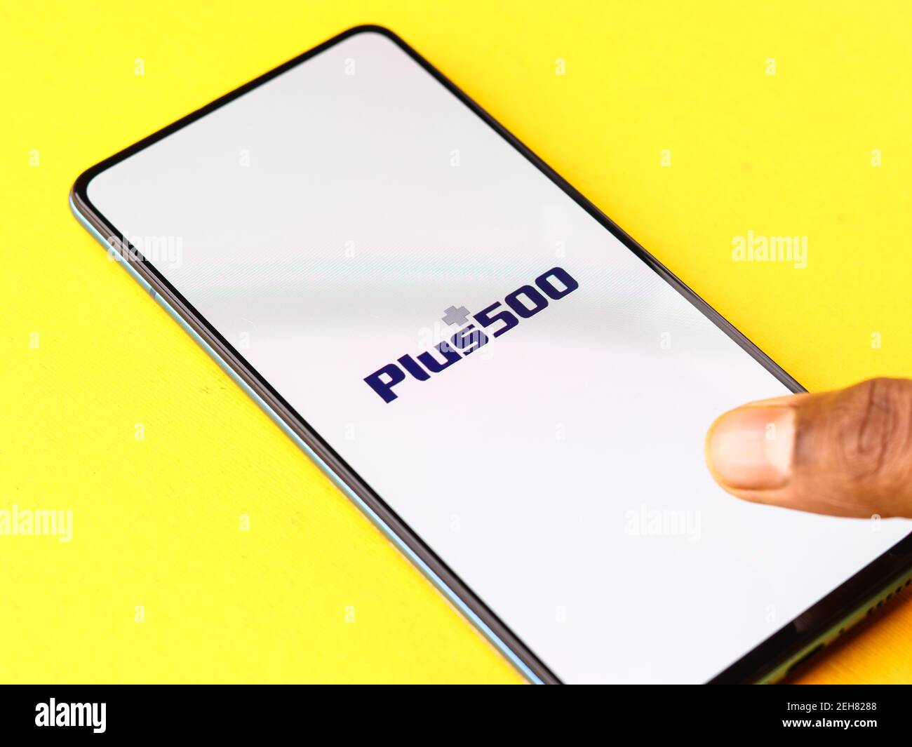 Assam, india - February 19, 2021 : Plus500 logo on phone screen stock ...