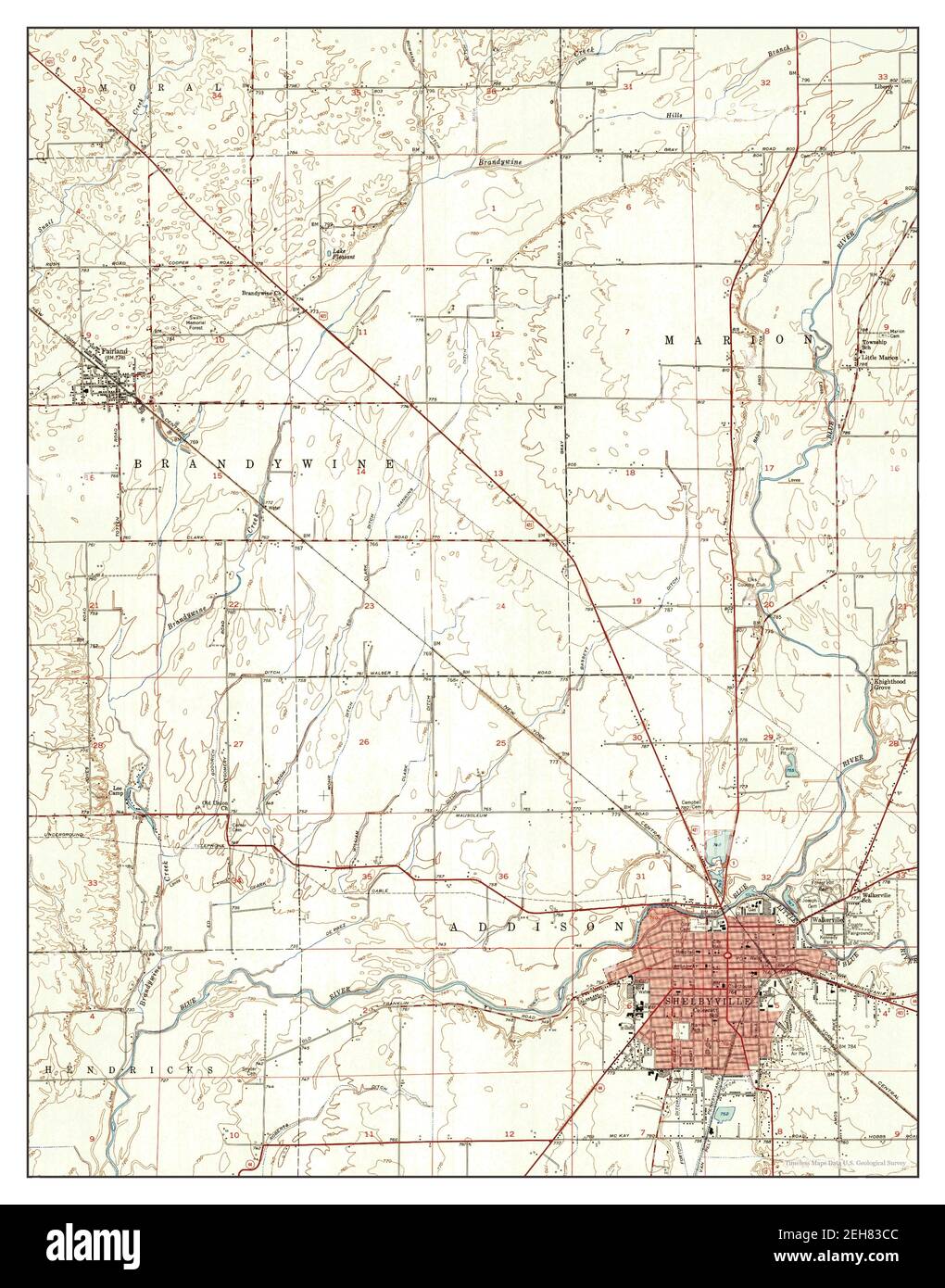 Shelbyville Indiana Map 1953 124000 United States Of America By