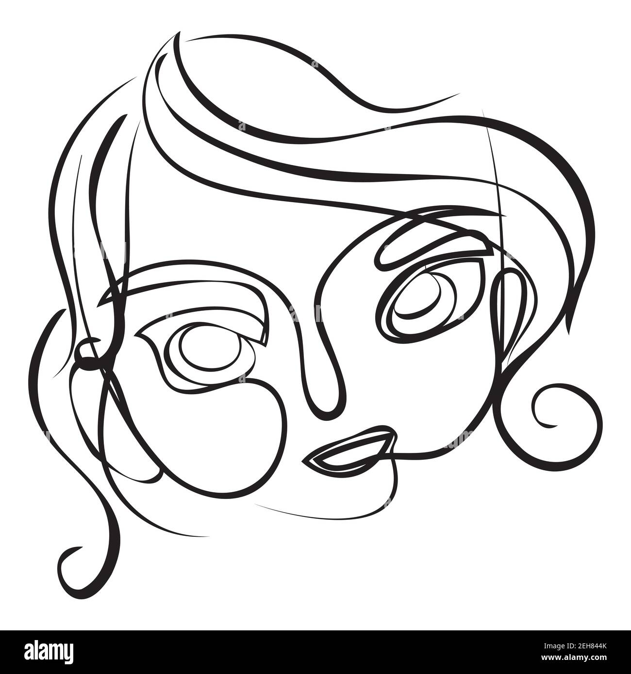 Contemporary line art style female portrait illustration Stock Vector ...