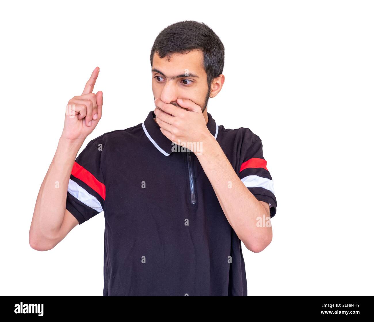 Arabic guy standing and thinking about ideas Stock Photo - Alamy