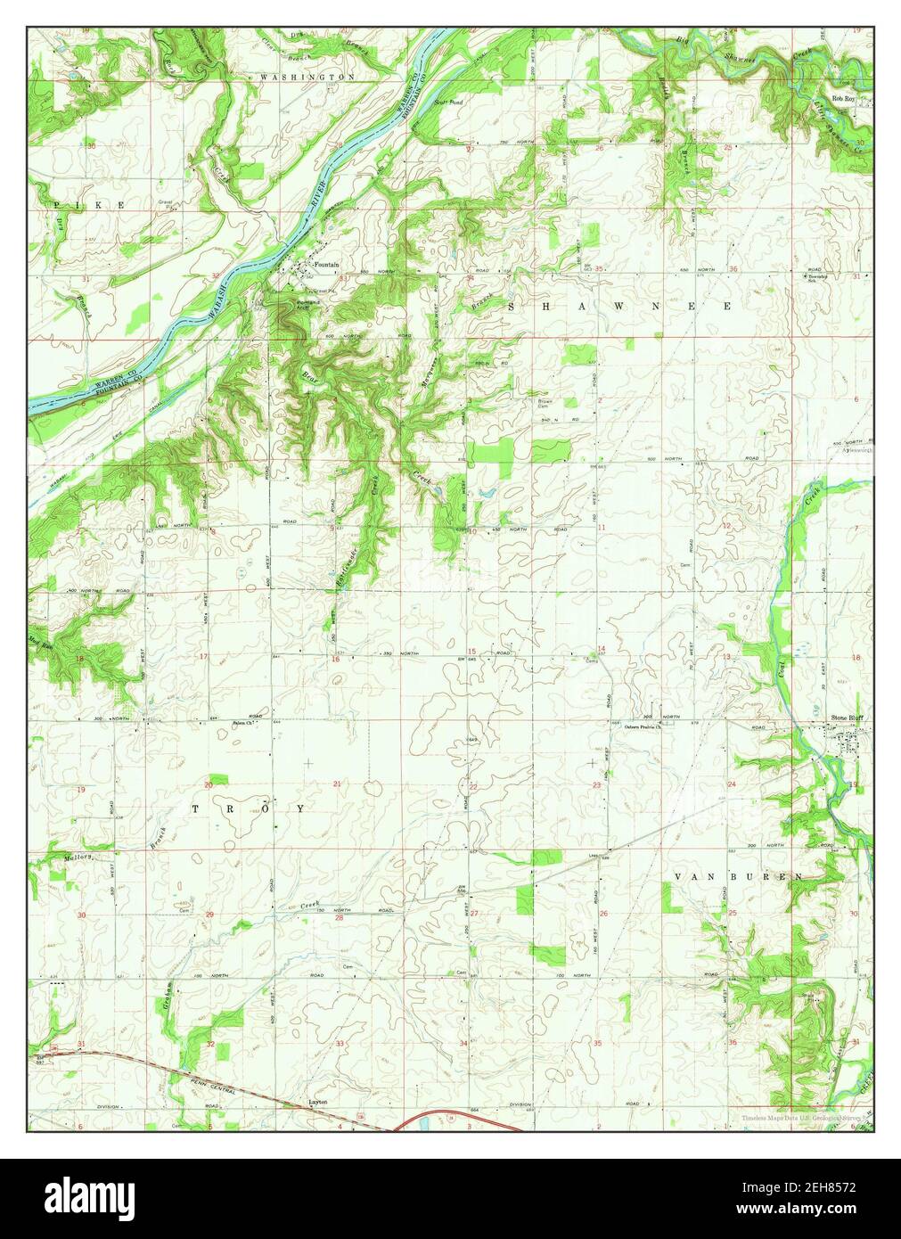 Stone Bluff, Indiana, map 1967, 1:24000, United States of America by ...