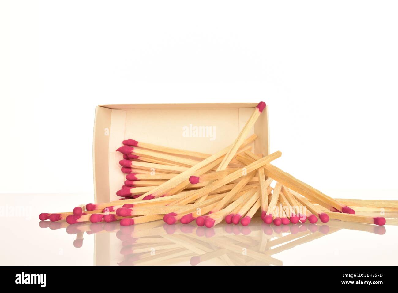 One paper box with wooden matches on a white background Stock Photo - Alamy