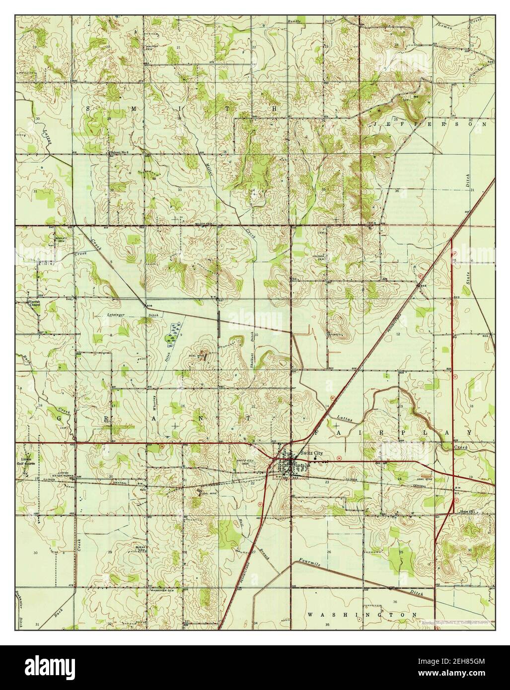 Switz City, Indiana, map 1947, 1:24000, United States of America by ...